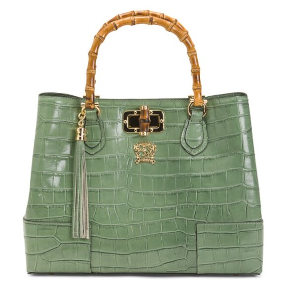 Pratesi | Bags | Pratesi Made In Italy Patent Leather Croc Triple Entry ...